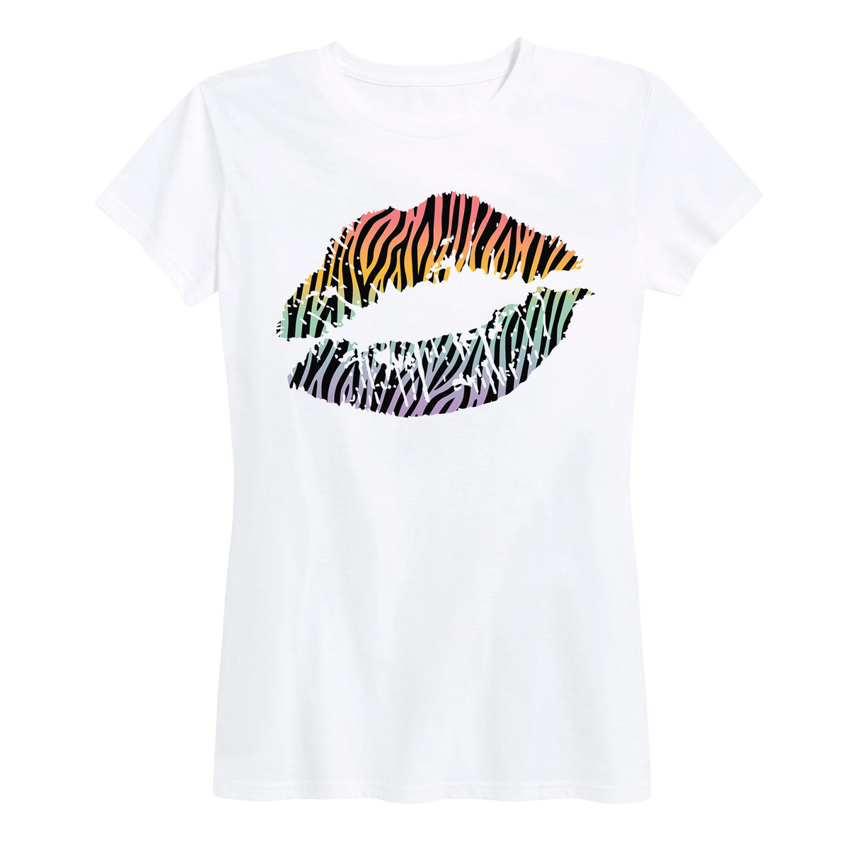 Rainbow Zebra Print Lips Womenss Short Sleeve Classic Fit Tee — Air ...